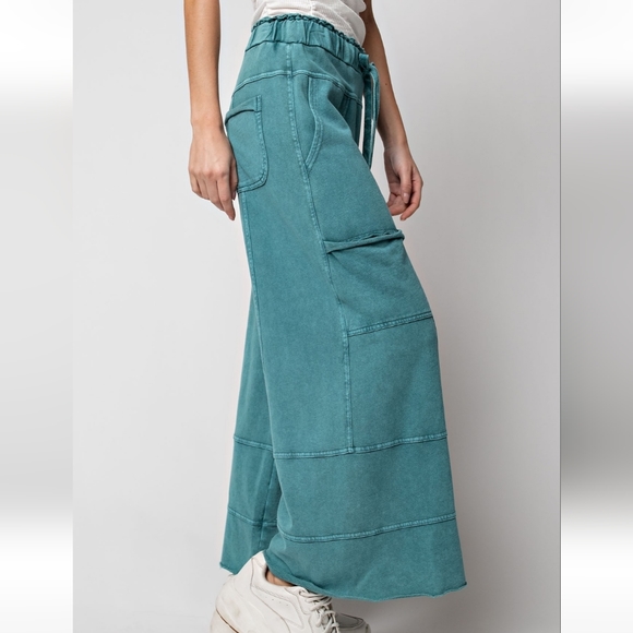 easel | Pants & Jumpsuits | New Easel Teal Green Mineral Washed Terry ...